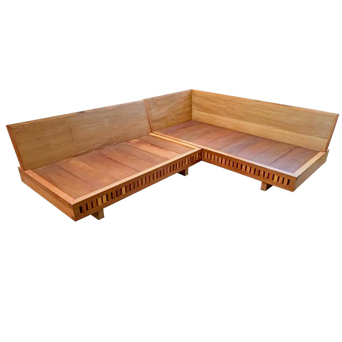 Sofá Em L De Madeira Maciça Demolição Praia Com Encosto